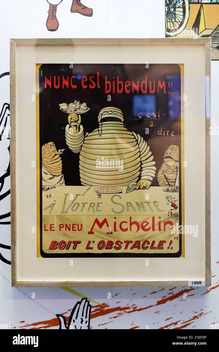 Vintage advertising posters of the Michelin company with the image of ...