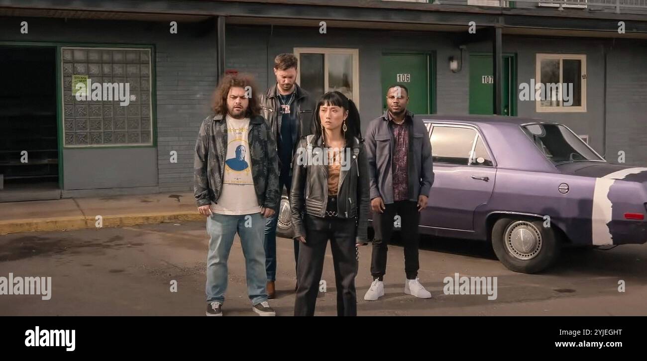 STEALING JOKES, from left: Dustin Ybarra, Jeff Dye, Ryu Go Eun, Haha Davis, 2024. © Freestyle ...