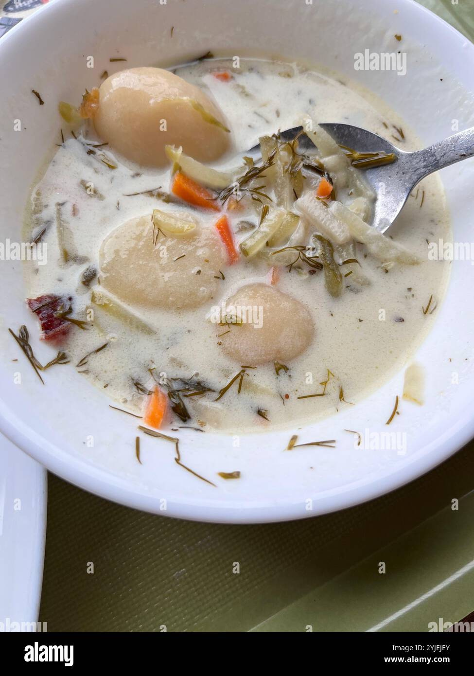 Polish vegetable soup with potatoes and cream Stock Photo - Alamy