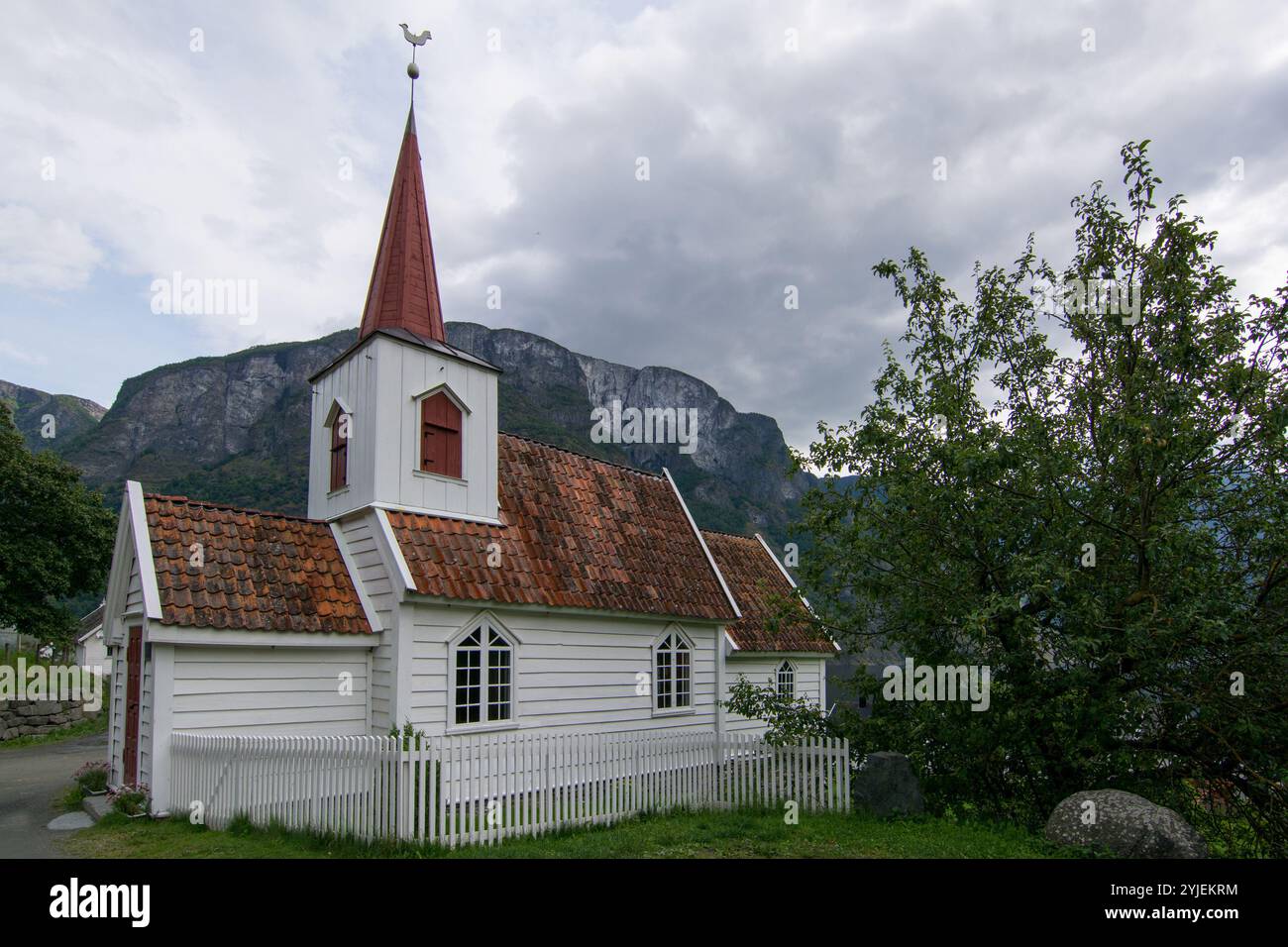 The Undredal Stave Church is a stave church with a gable roof and is ...