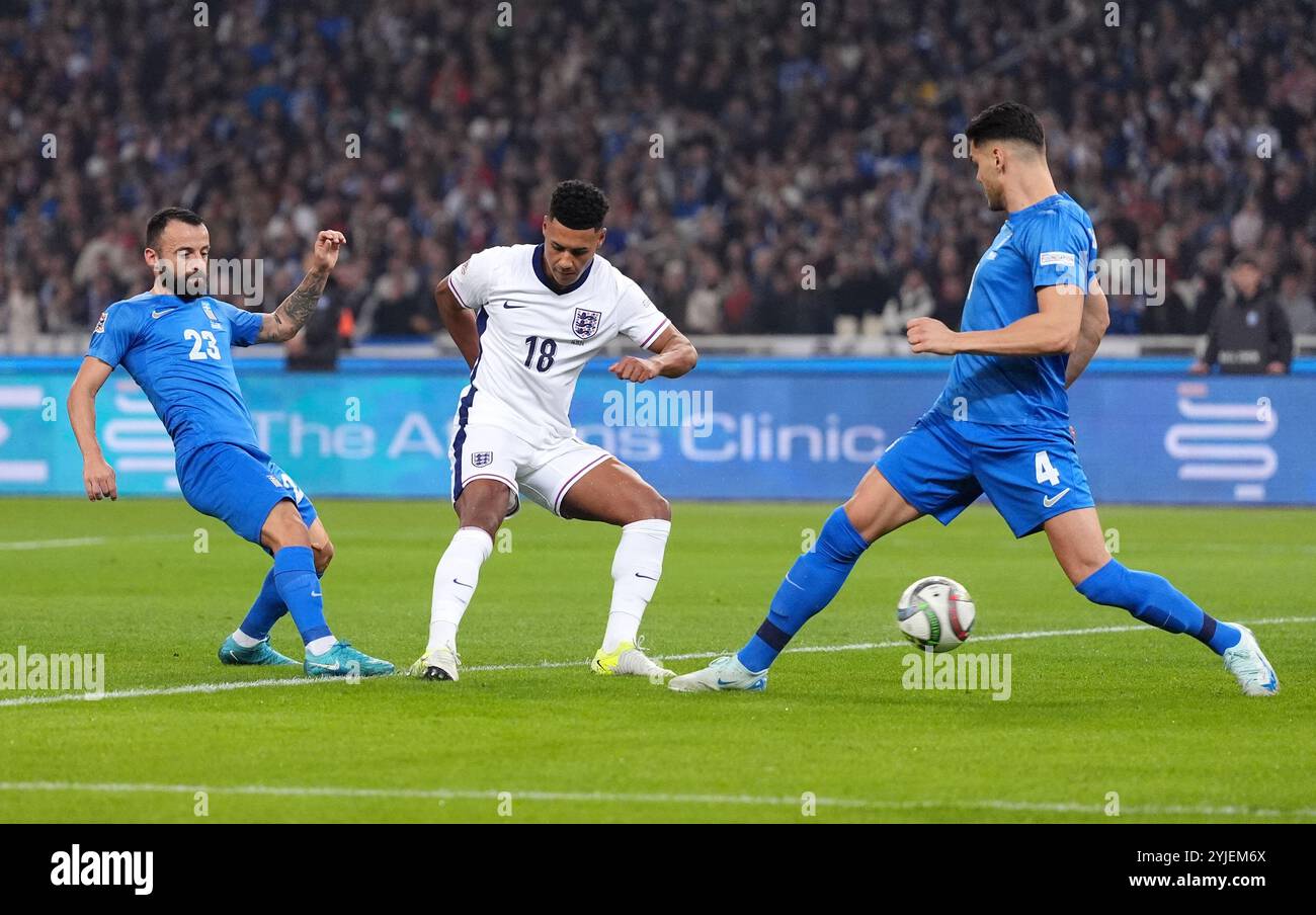 England's Ollie Watkins scores their side's first goal of the game ...