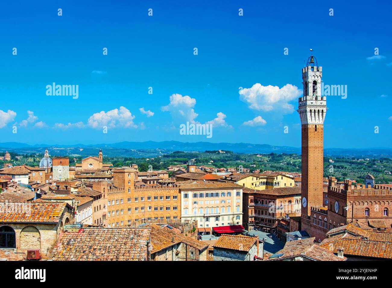 Siena is an Italian city in Tuscany known for its medieval brick ...