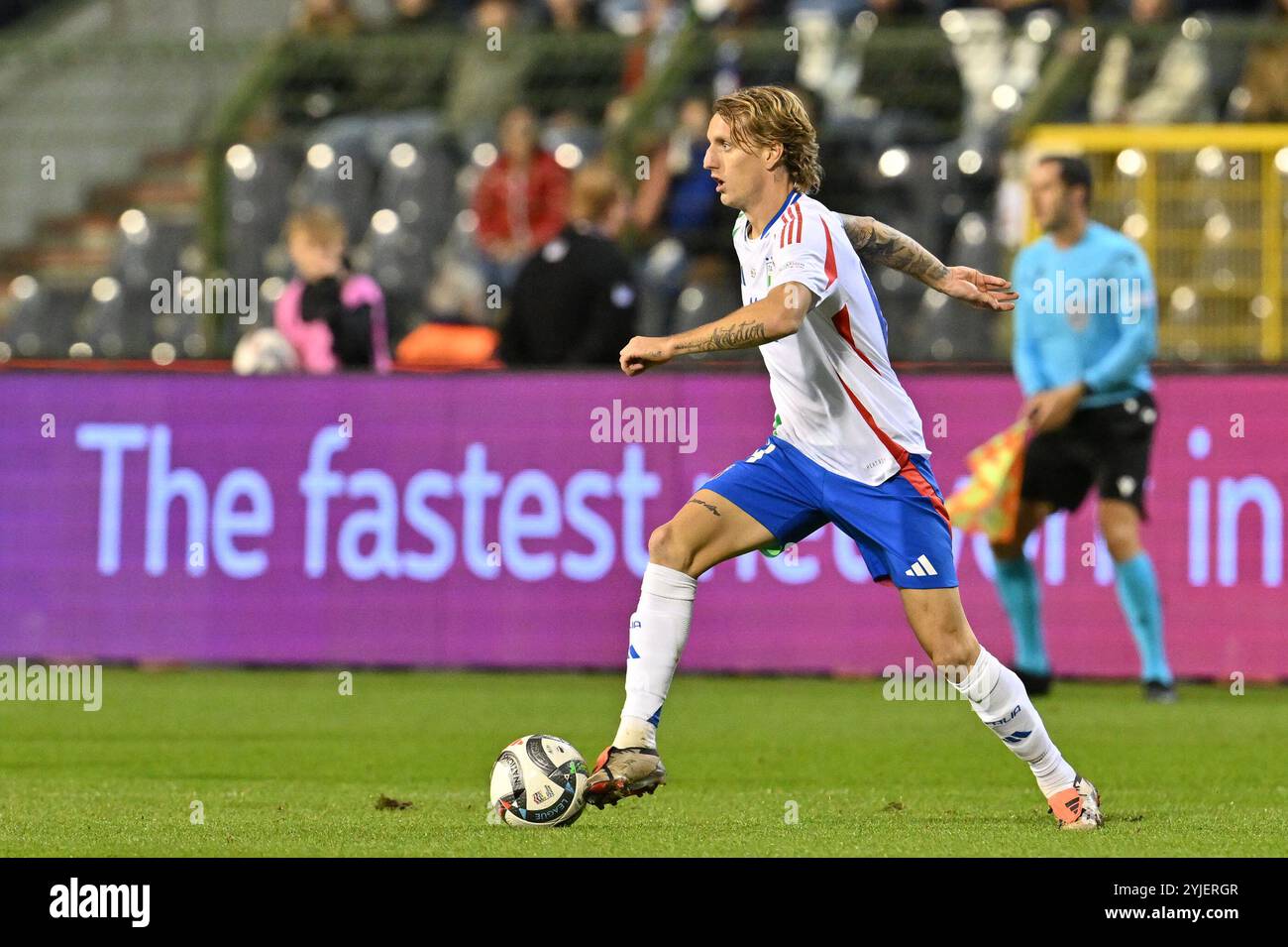 Brussels, Belgium. 14th Nov, 2024. Nicolo Rovella (14) of Italy ...