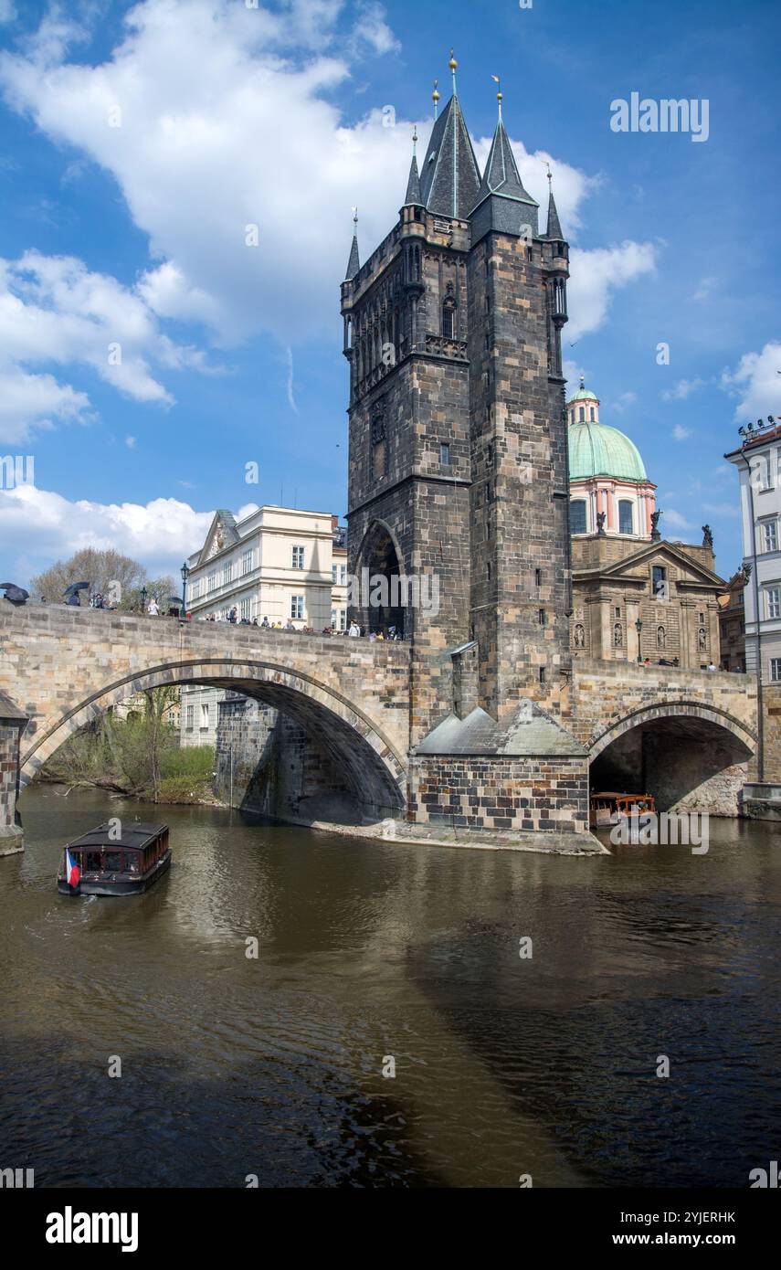 The Charles Bridge is a historically significant bridge over the Vltava ...