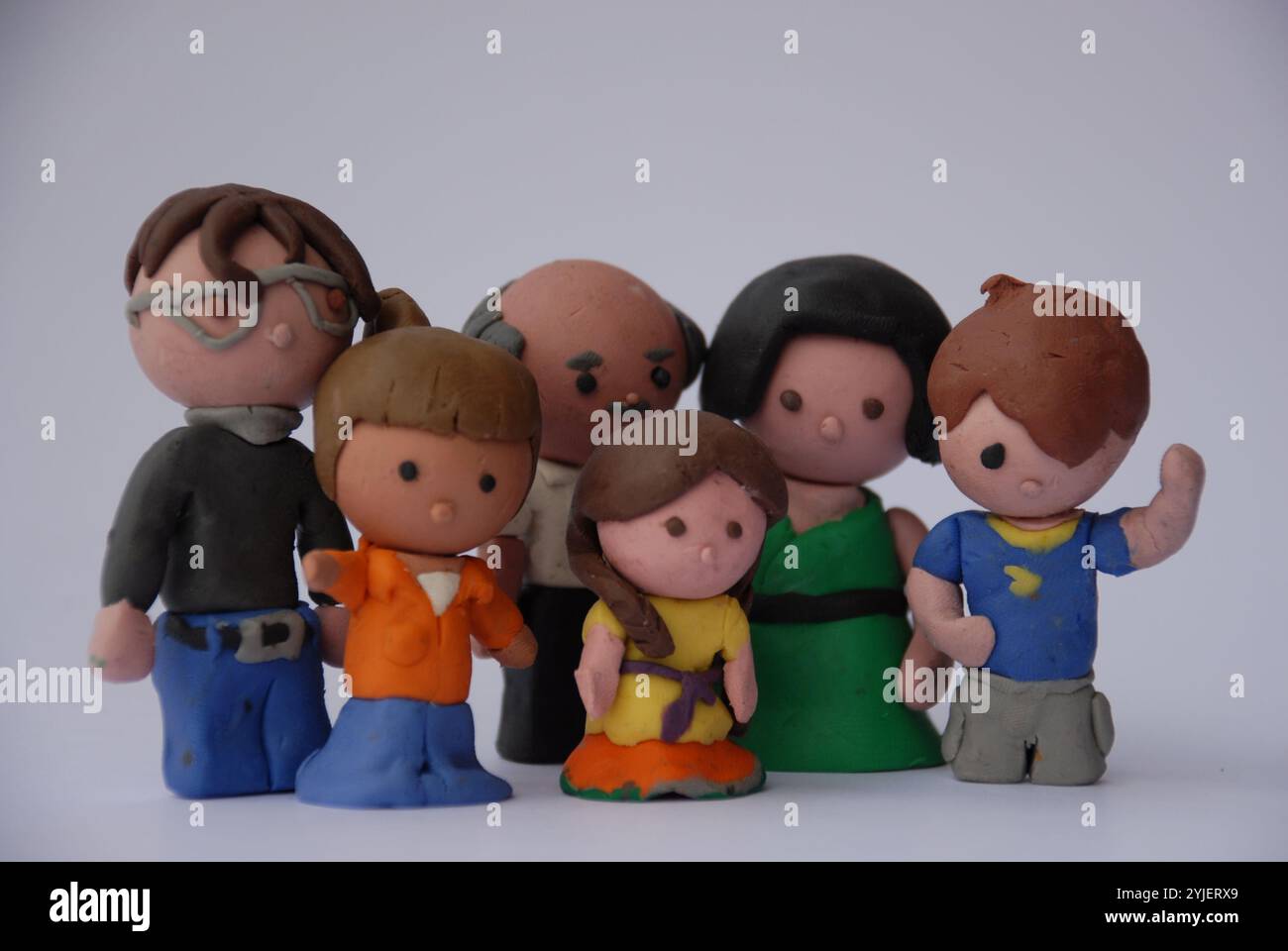 3D rendering in stylized clay of a group of people of different Stock ...