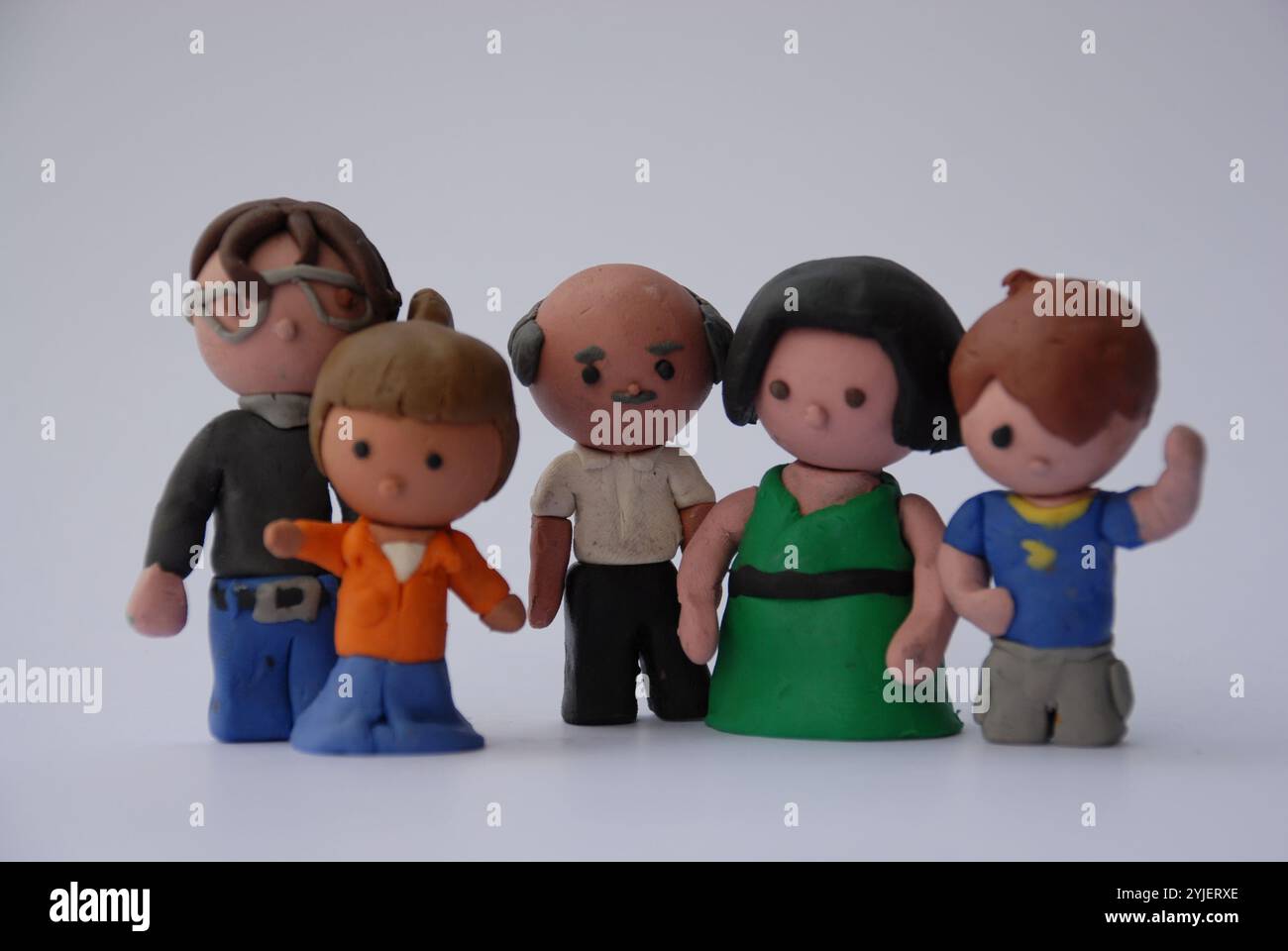3D rendering in stylized clay of a group of people of different Stock ...