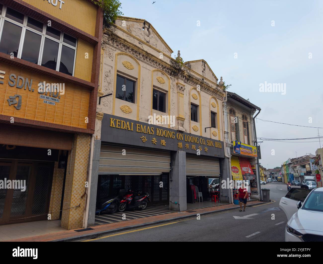 Historic commercial buildings on Jalan Kampung Pantai Street in ...
