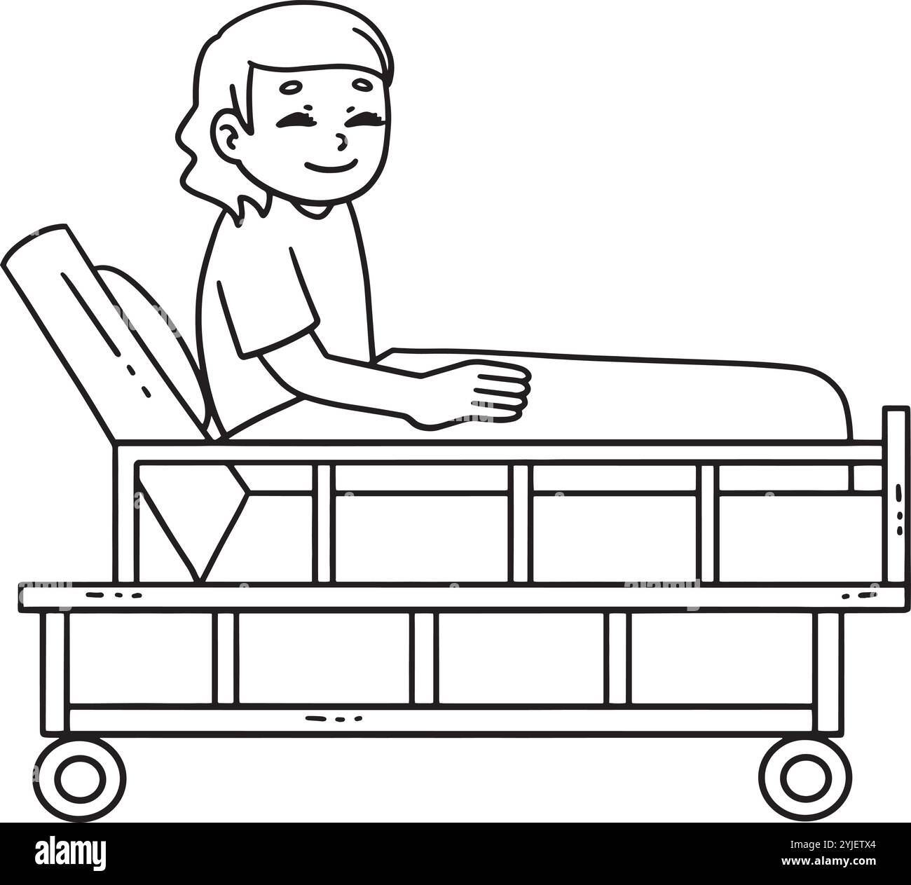 Patient Sitting in Hospital Bed Isolated Coloring Stock Vector Image ...