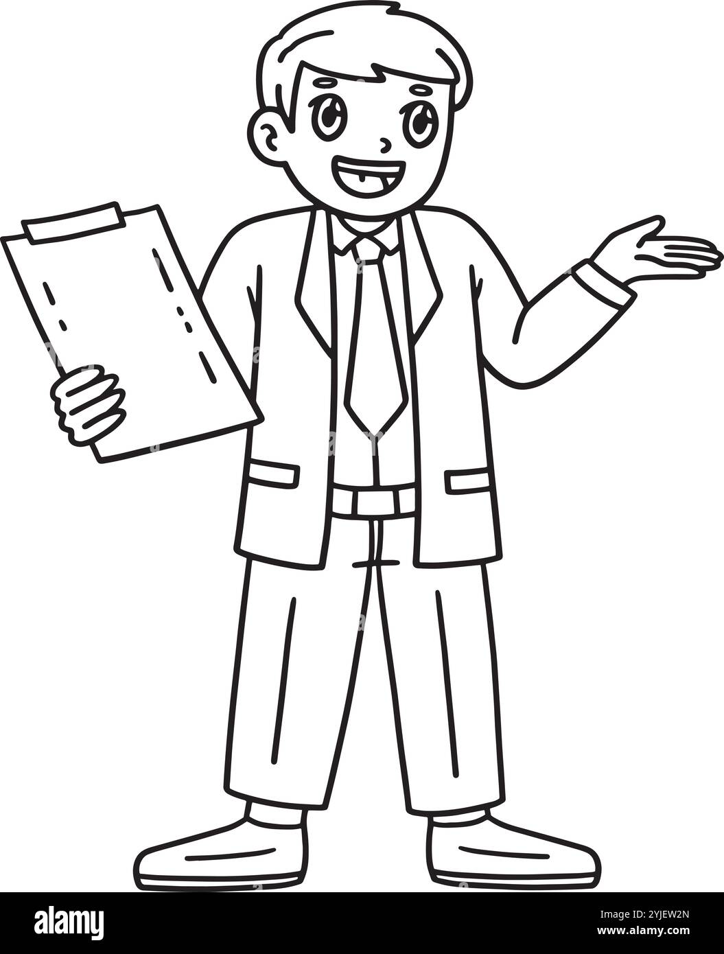 Doctor with a Checklist Isolated Coloring Page Stock Vector Image & Art ...