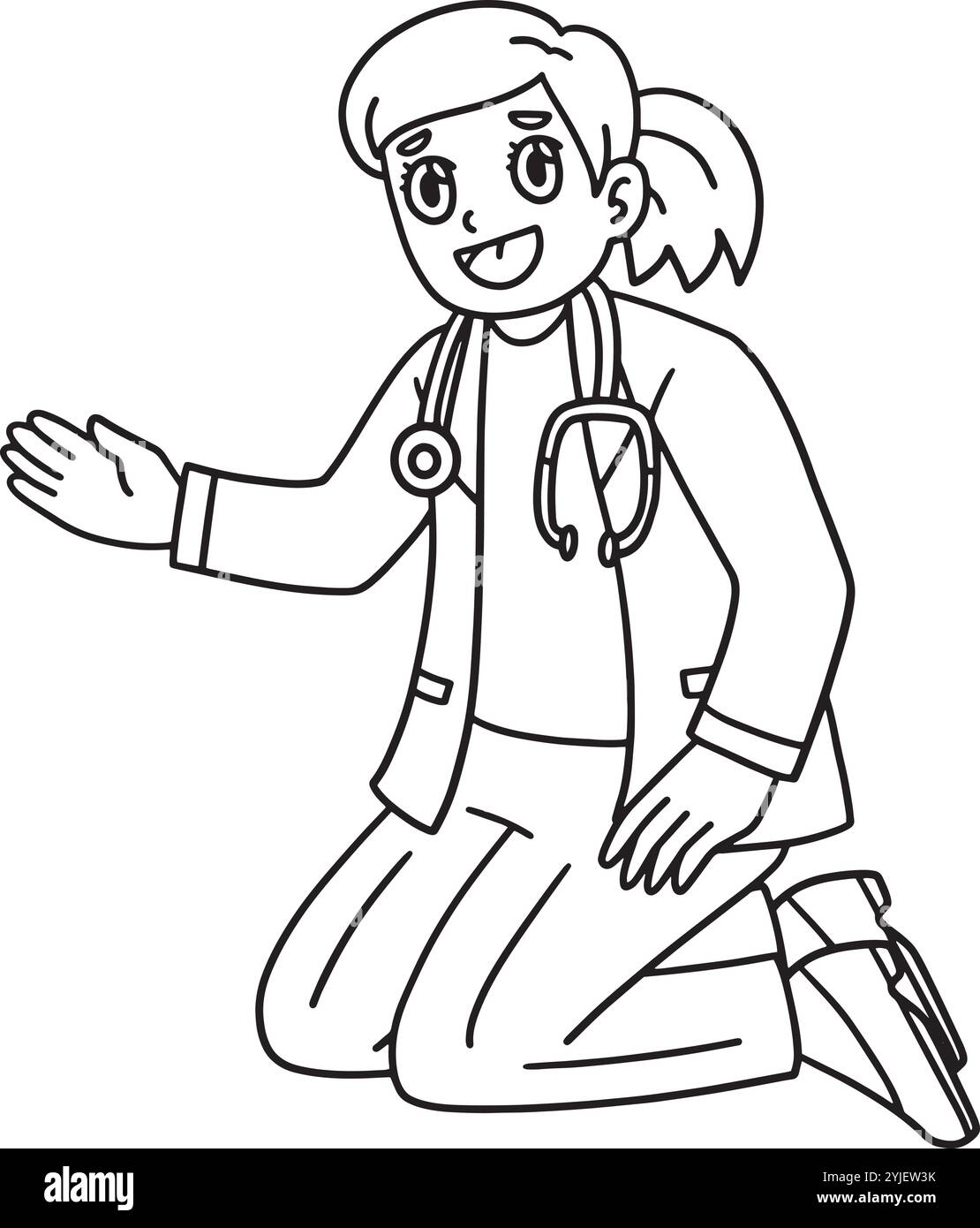 Female Doctor Isolated Coloring Page for kids Stock Vector Image & Art ...