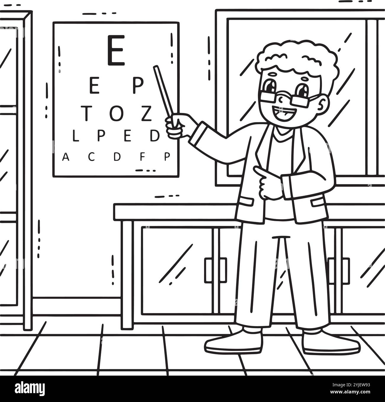 Ophthalmologist Doctor Eye Test Chart Coloring Stock Vector Image & Art ...