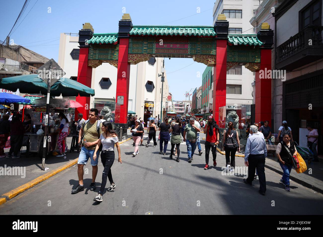Lima, Peru. 14th Nov, 2024. People walk through the Chinese quarter in ...