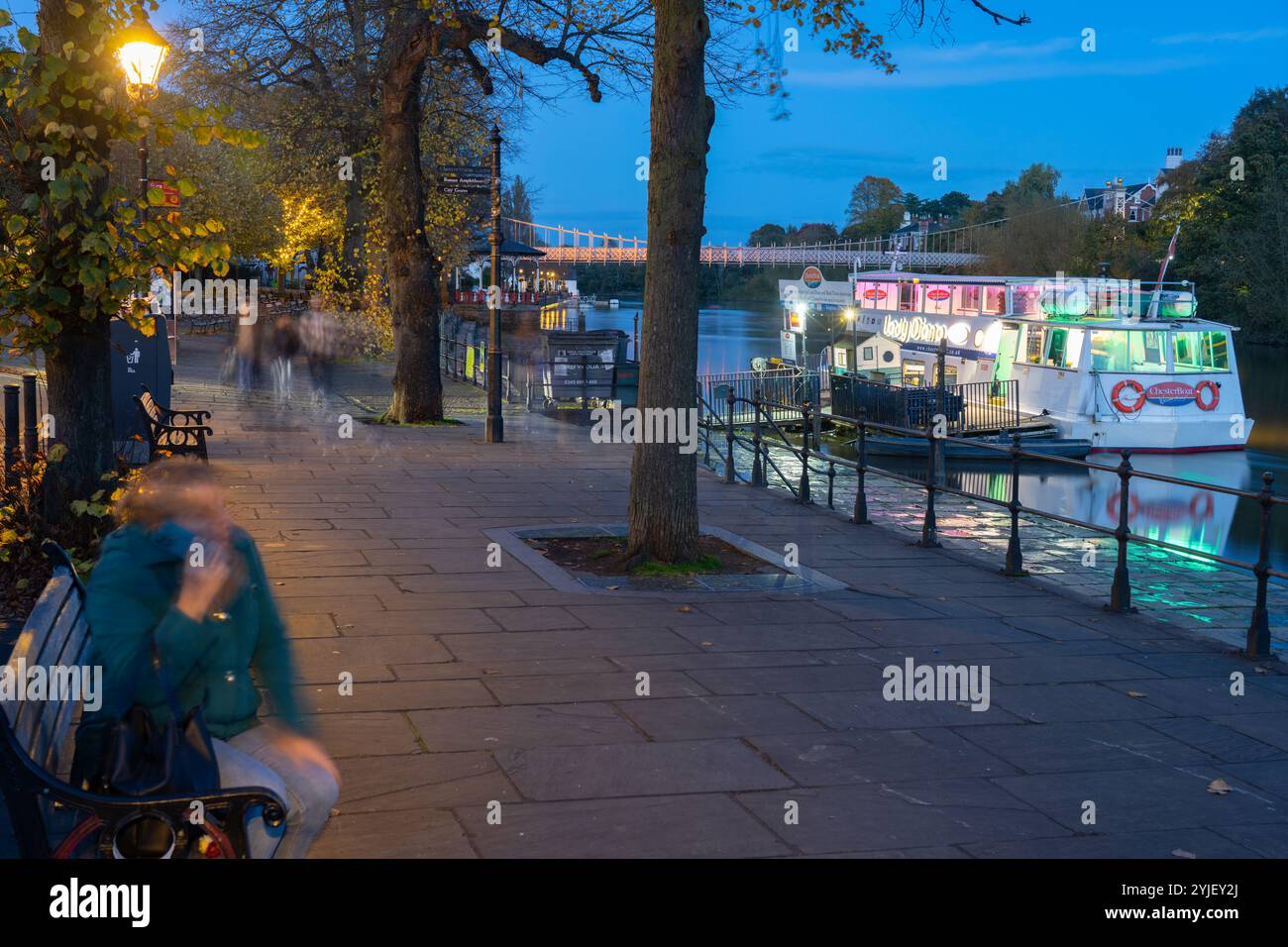 Lady Diana Boat on the River Dee in Chester, with the Queens Park ...