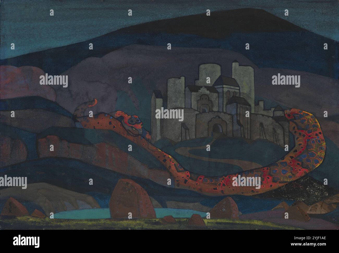 The Doomed City. Museum: PRIVATE COLLECTION. Author: Nicholas Roerich ...