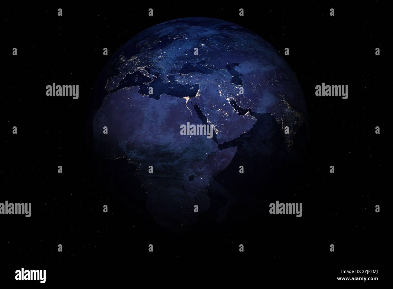 Amazing Planet Earth. Europe, Near East and Africa at night viewed from ...