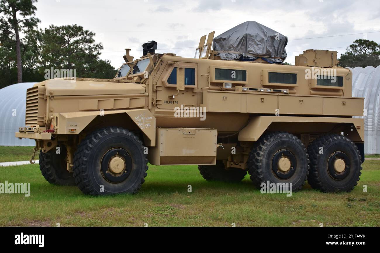 The Oshkosh Mine-Resistant Ambush Protected (MRAP) truck is used by the U.S. military for troop ...
