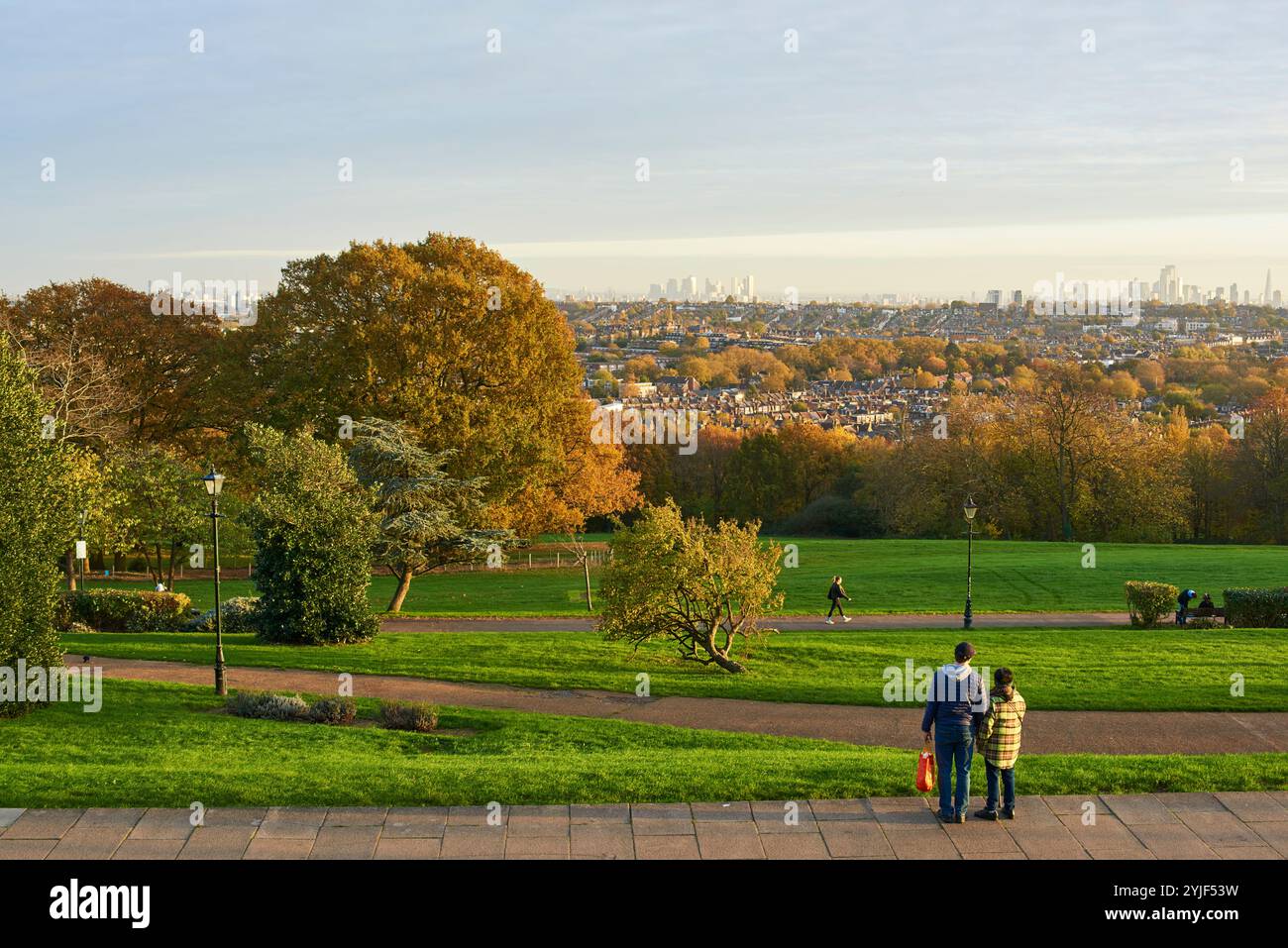 London city view from Alexandra Palace in November, with Alexandra Park ...