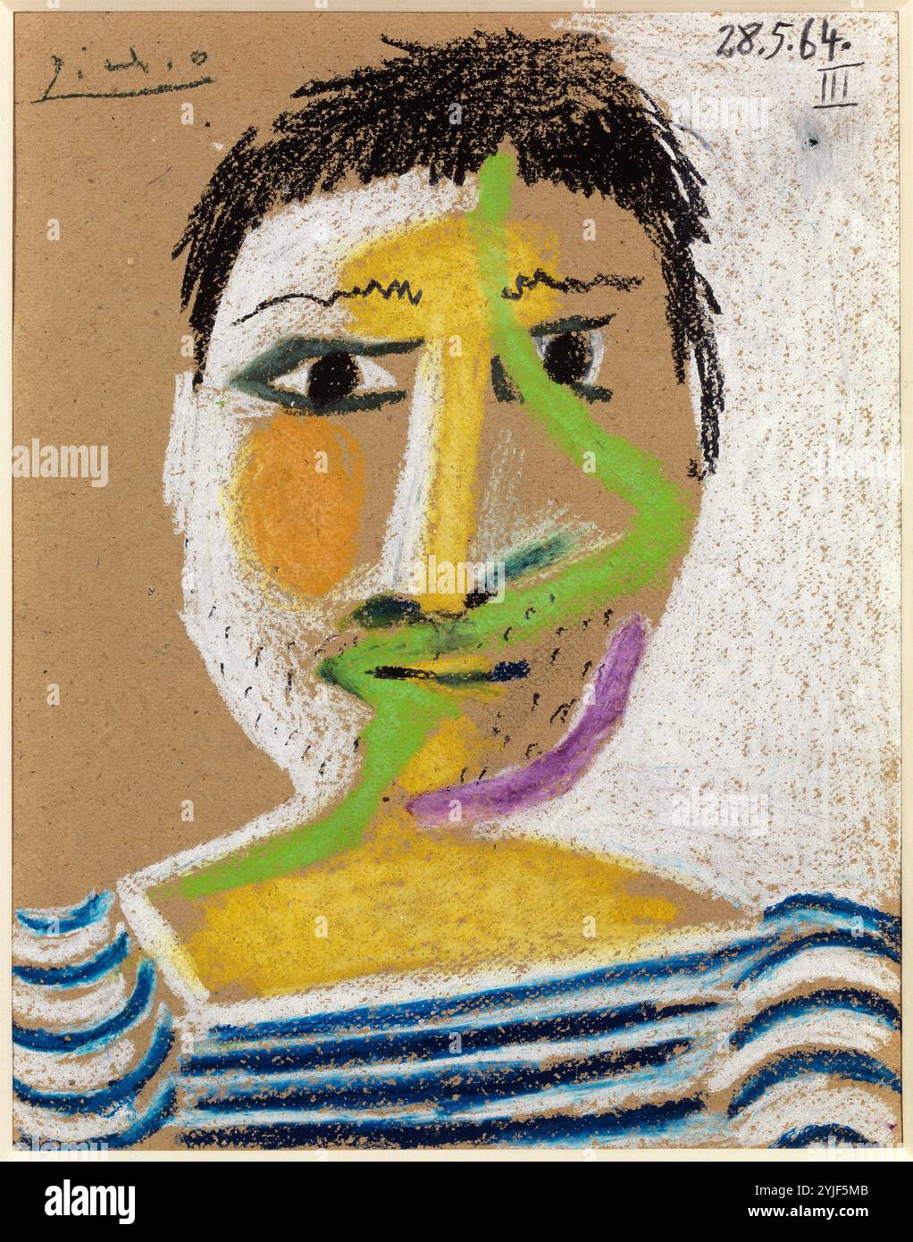 Pablo Picasso / 'Bust of man', 1964, Pastel and crayon on card, 27 x 21 ...