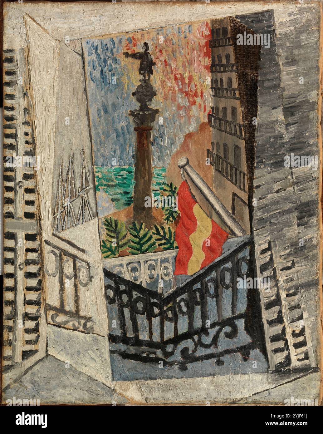 Pablo Picasso / 'The Passeig of Colom', 1917, Oil on canvas, 40,1 x 32 ...