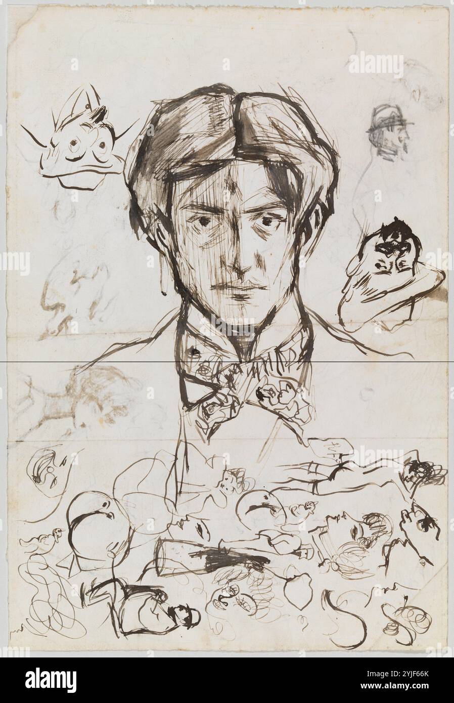 Pablo Picasso / "Self-portrait and other sketches", 1899-1900, Drawing ...