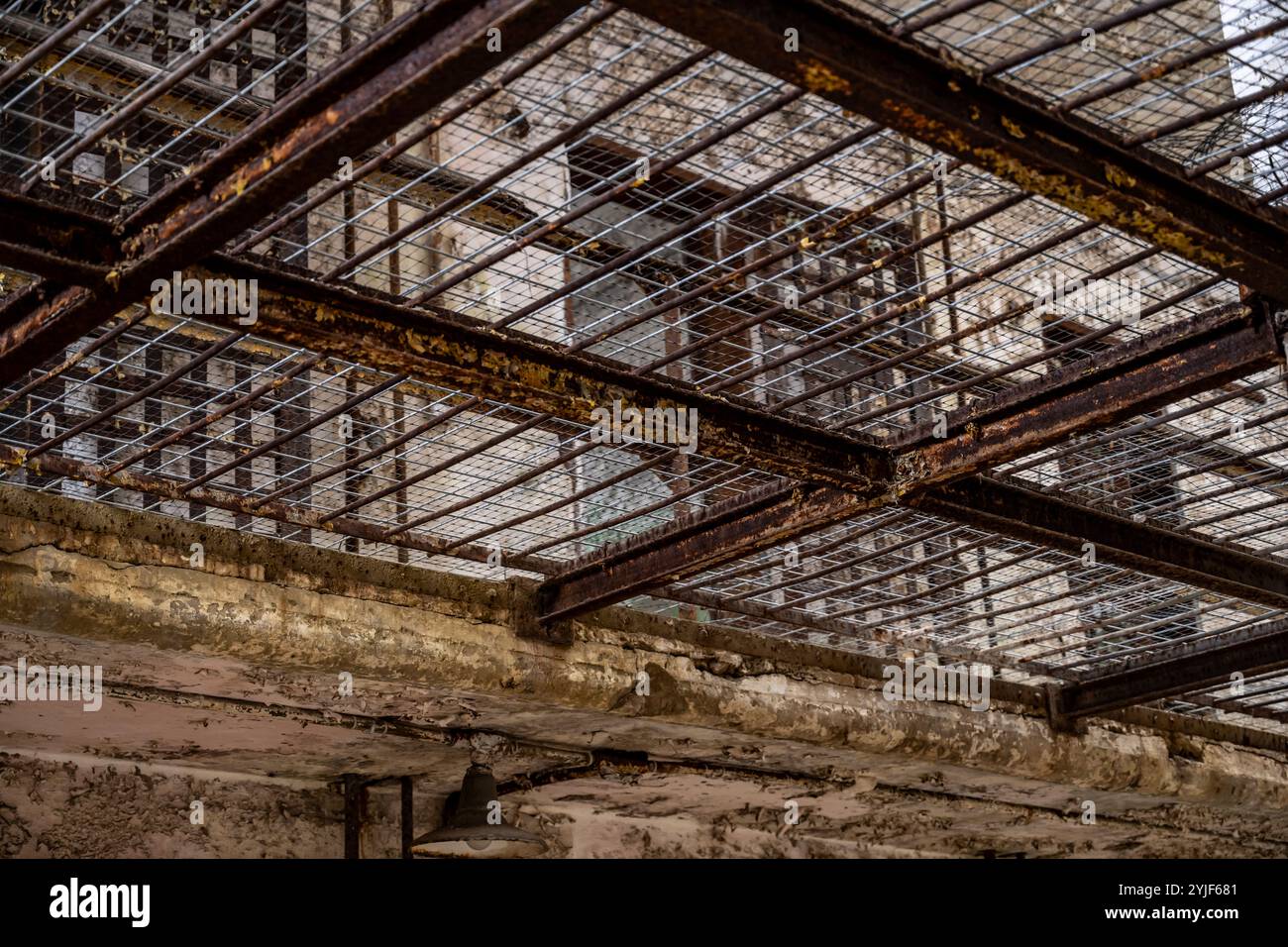 Metal grating on an upper cell block level in the Eastern State ...