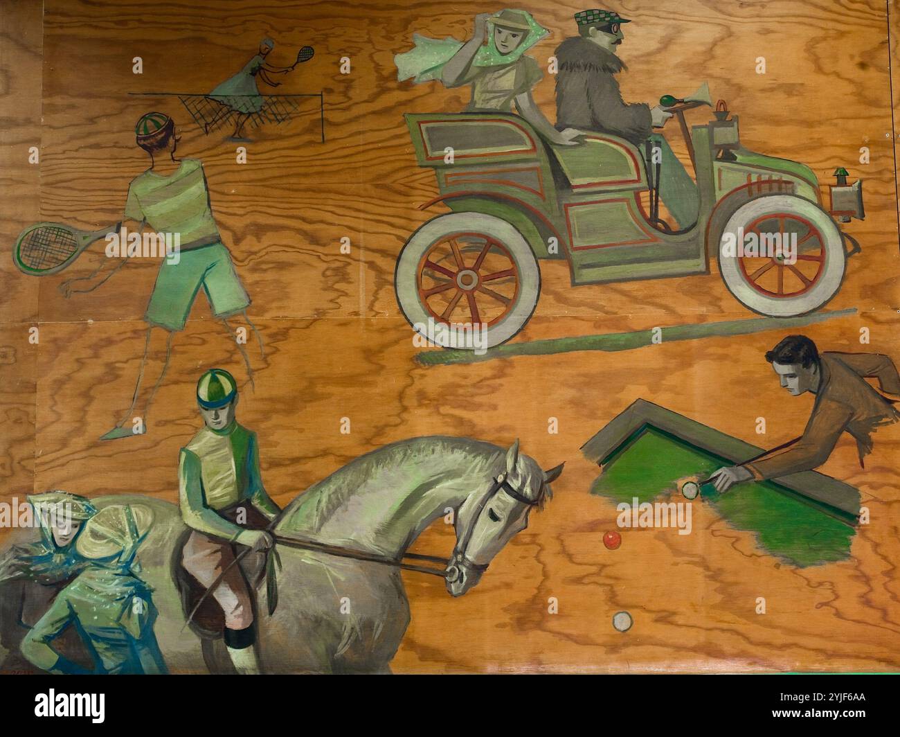 Alfredo Opisso / "Sports wall chart (detail I)", S.XX, Oil Stock Photo ...