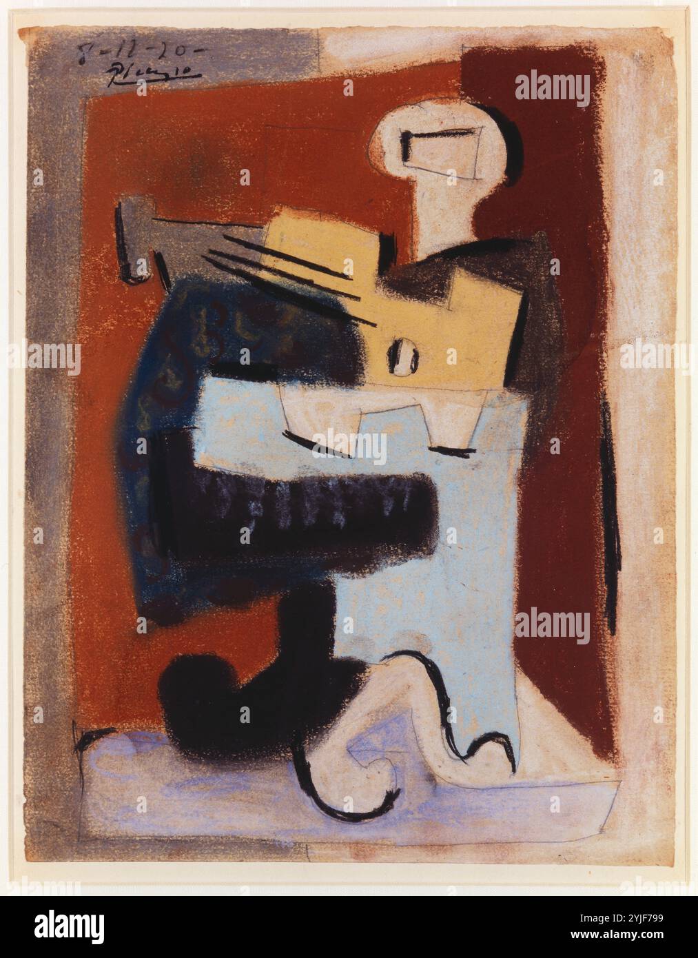 Pablo Picasso / 'Man with mandolin', 1920, Gouache on cardboard, 21 x ...