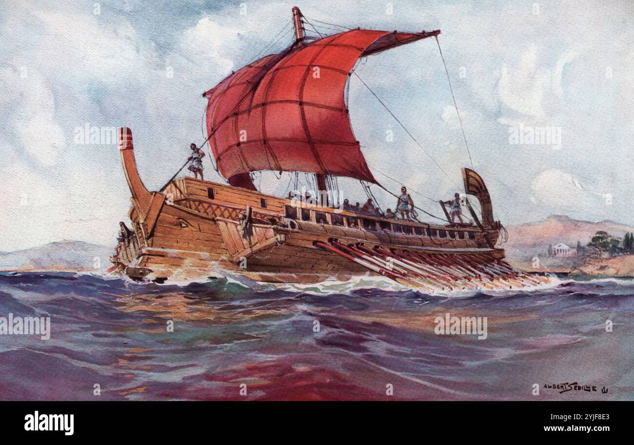 Galera de cabotaje de la época griega clásica. Año 1934. Author: ALBERT ...