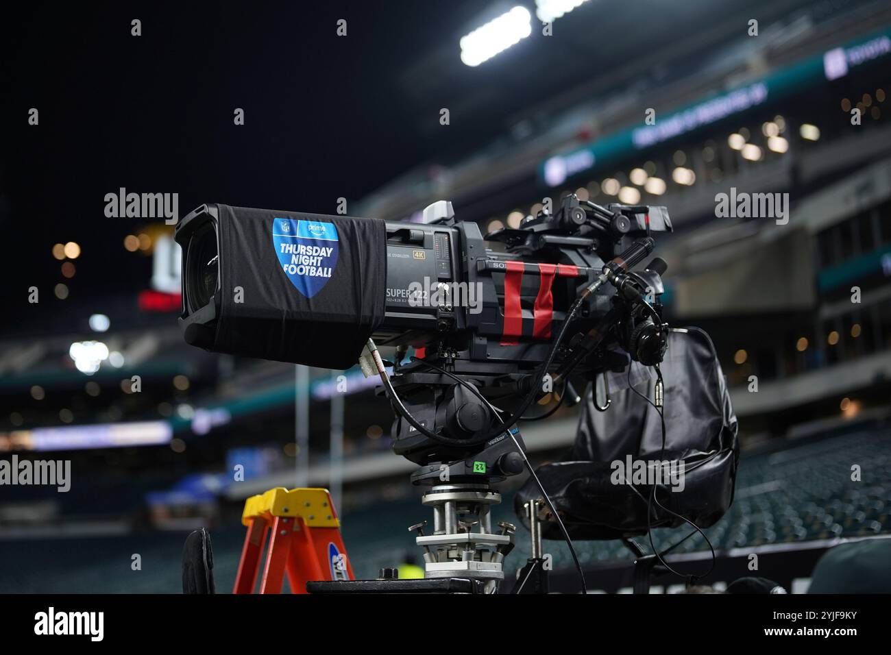 The Amazon Thursday Night Football logo is seen on television camera ...