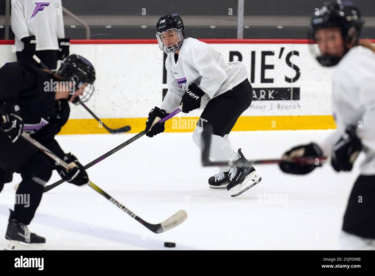 Minnesota Frost defender Sophie Jaques (16) skates during a PWHL hockey ...