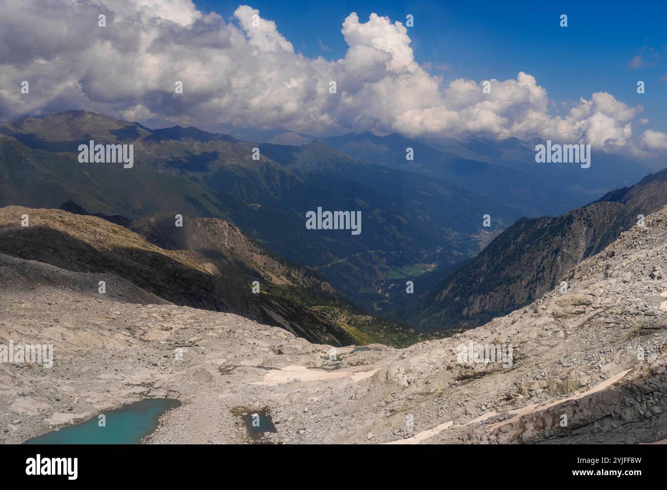 Mountainous Landscape with Alpine Lakes and Rocky Slopes Stock Photo ...