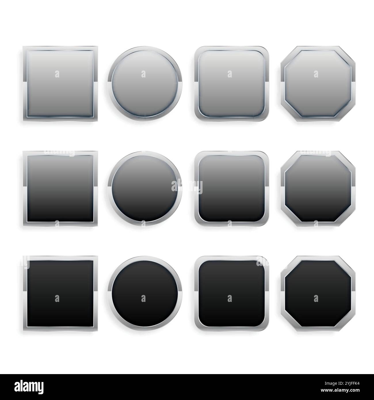 set of black and gray metal frame buttons Stock Vector Image & Art - Alamy