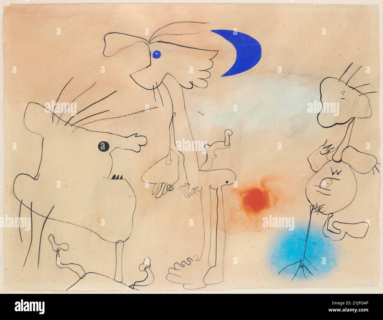 Joan Miro / "Personnages dans la nuit" (Characters in the night), 1938 ...