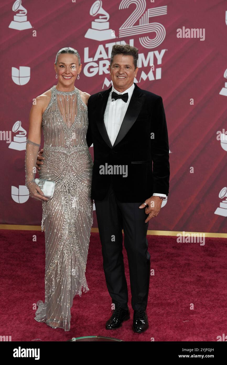 Carlos Vives and his wife Claudia Elena Vazquez arrive at the 25th ...