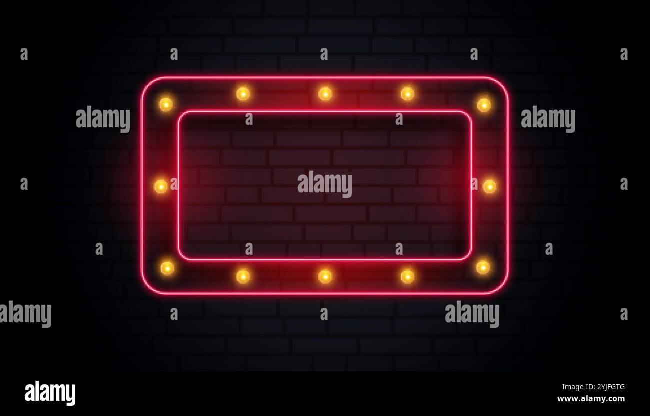 Background frame border neon sign empty night Stock Vector Images - Alamy