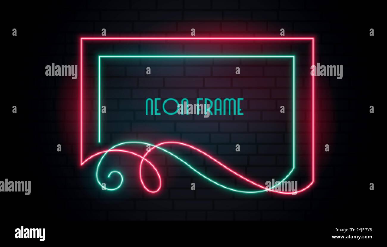 neon attractive frame in floral swirl style Stock Vector Image & Art ...