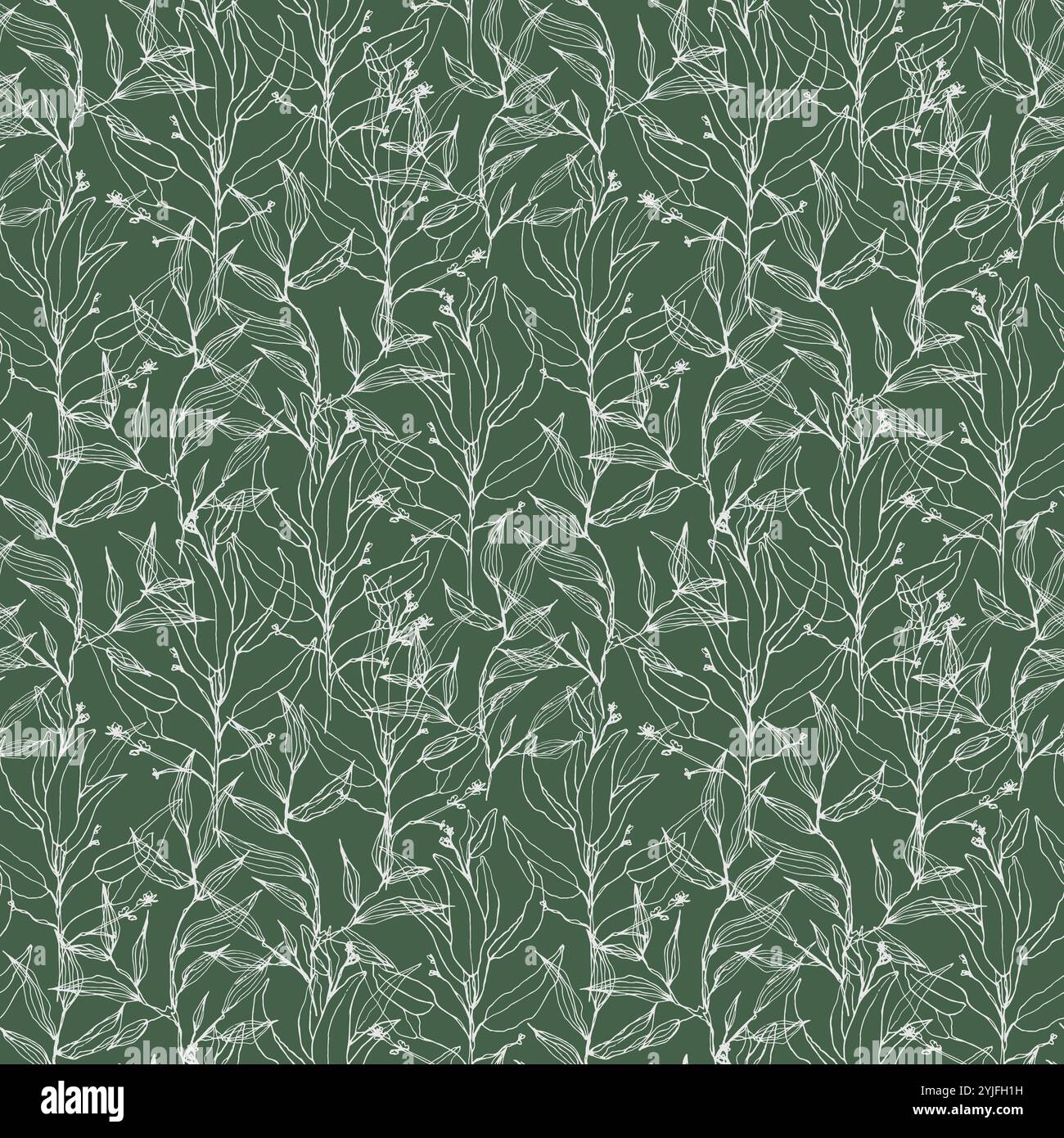 Seamless herbal pattern with stylized leaves. Floral endless green ...