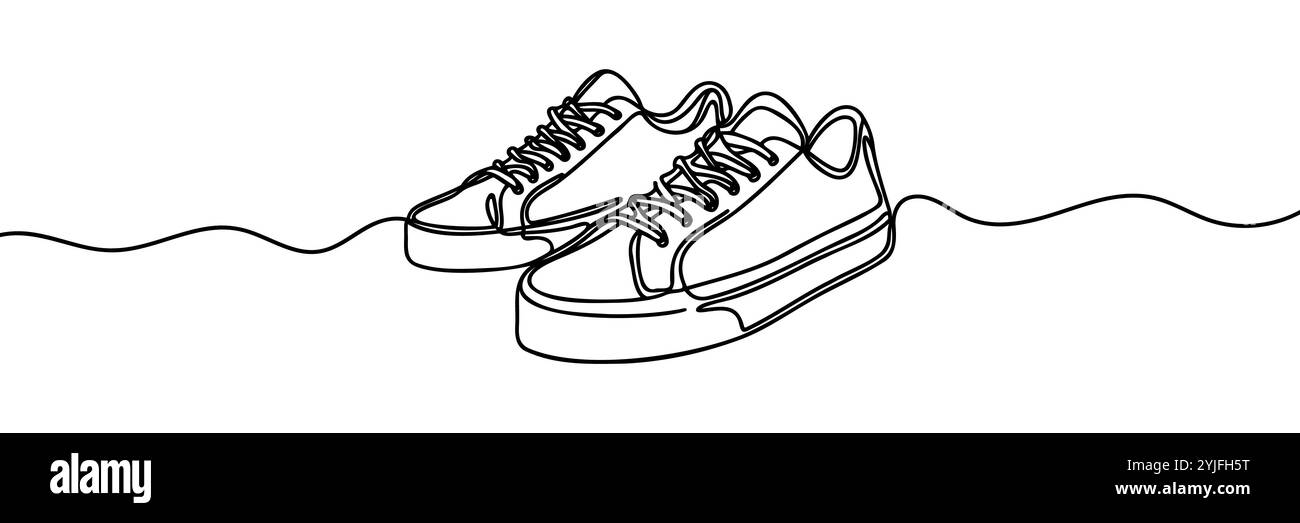 Continuous one line drawing of sneakers. Simple shoes, sneaker line art ...