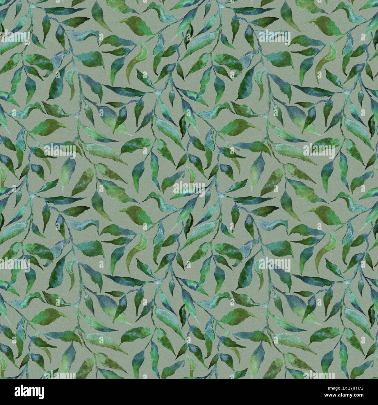 Seamless herbal pattern with stylized leaves. Floral endless green ...