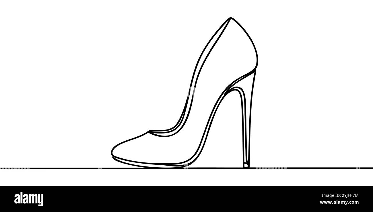 Continuous one line drawing of elegance high heel. lady shoes line art ...