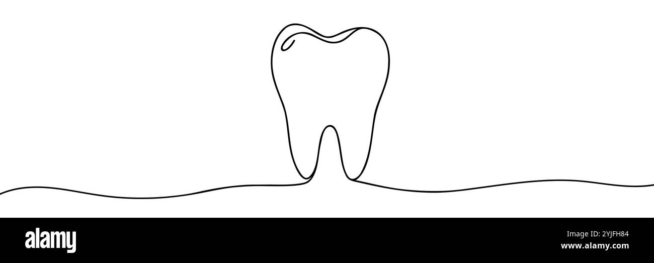 Continuous one line drawing a tooth. Single line draw design vector ...
