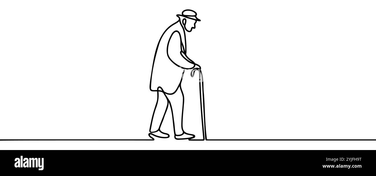 old man walking stick leaving back rear view walking away lonely man ...