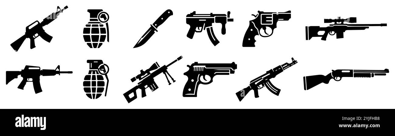 Vector Set of Black Weapon Icons Stock Vector Image & Art - Alamy