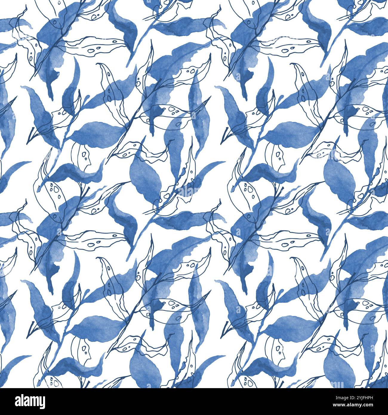 Light Blue floral watercolor seamless pattern for printing ...