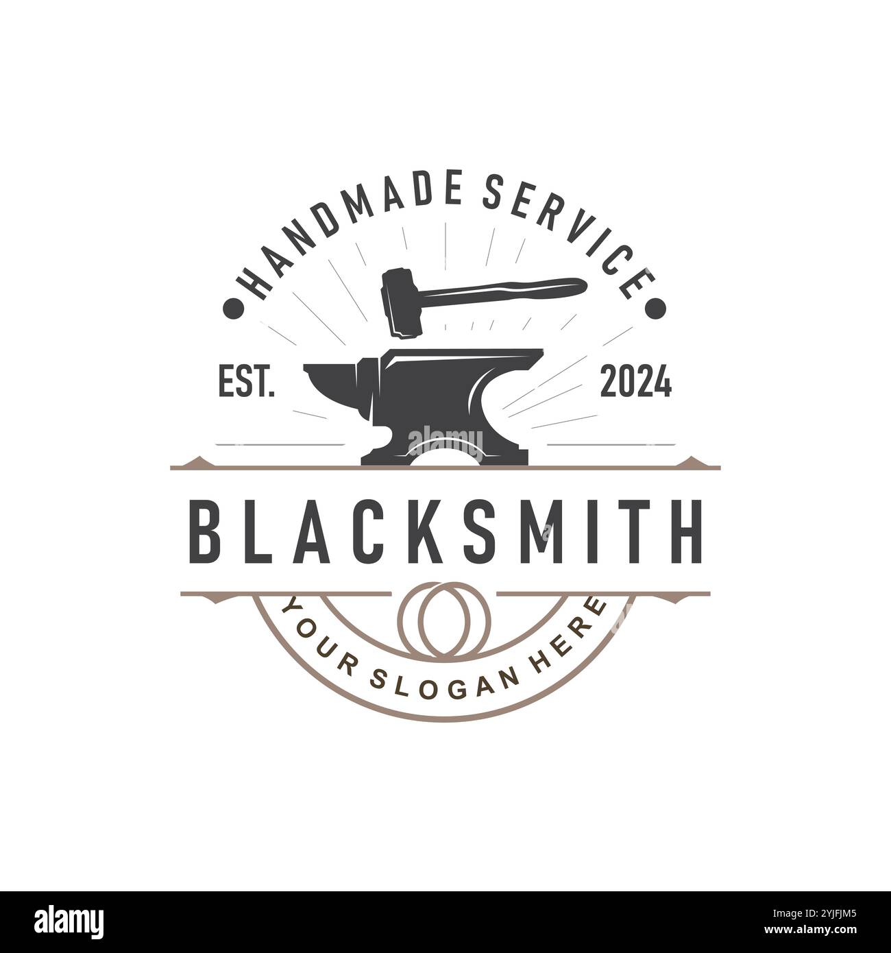 Blacksmith craft logo design with black silhouette antique workshop ...