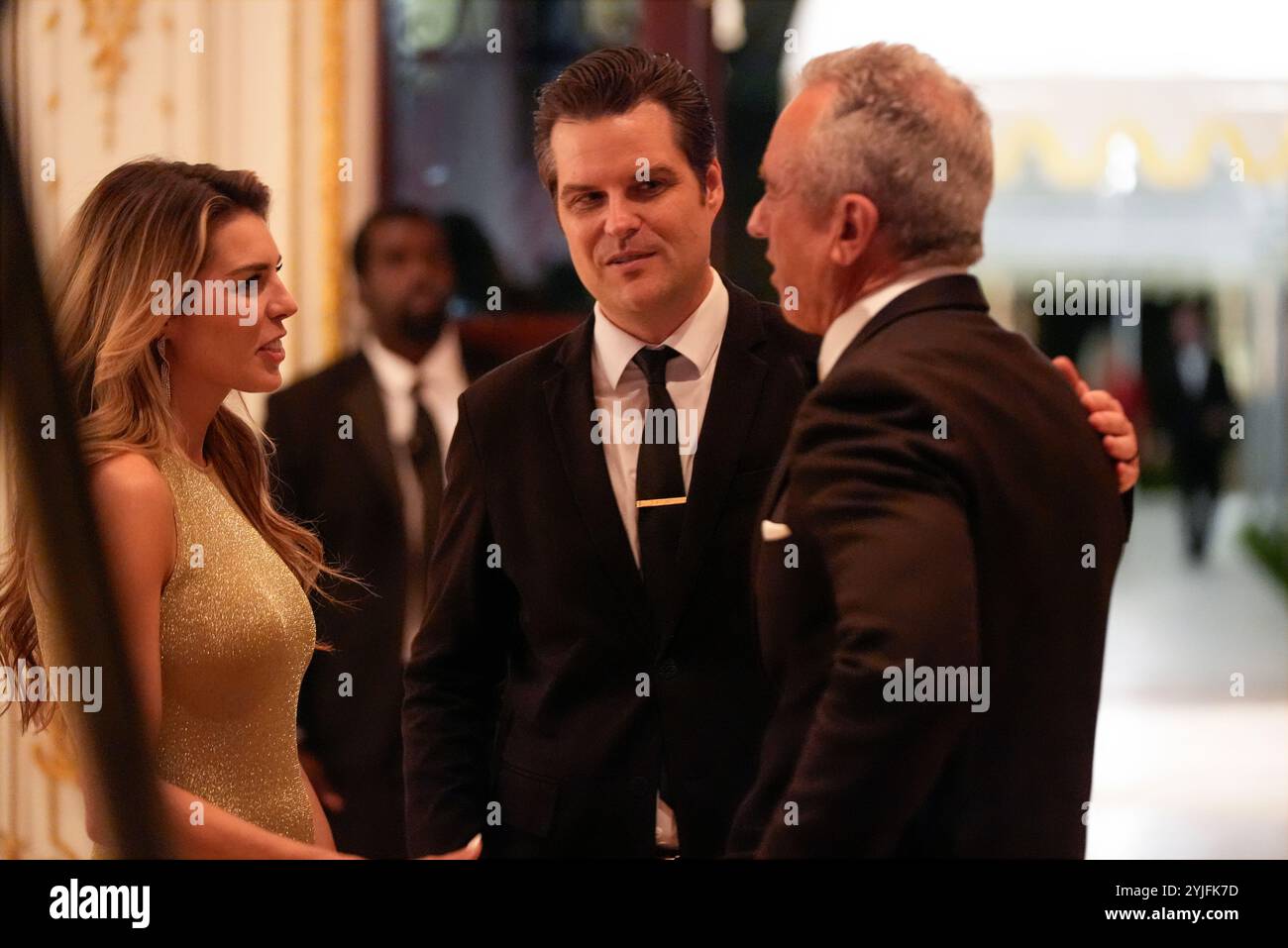 Robert F. Kennedy Jr., right, talks with Matt Gaetz and Ginger Luckey ...