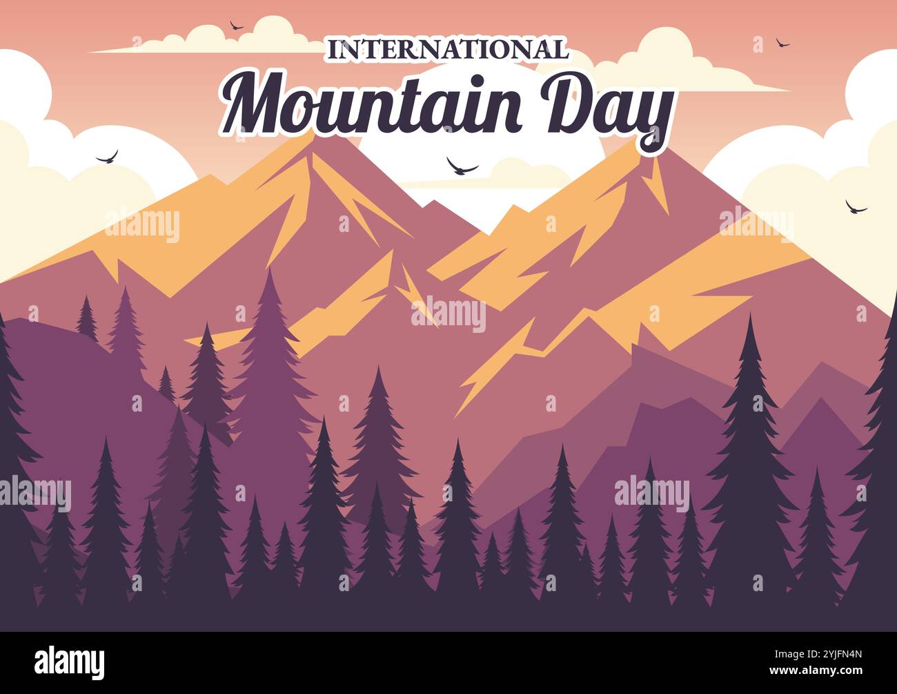 International Mountain Day Vector Illustration Celebrated on December ...