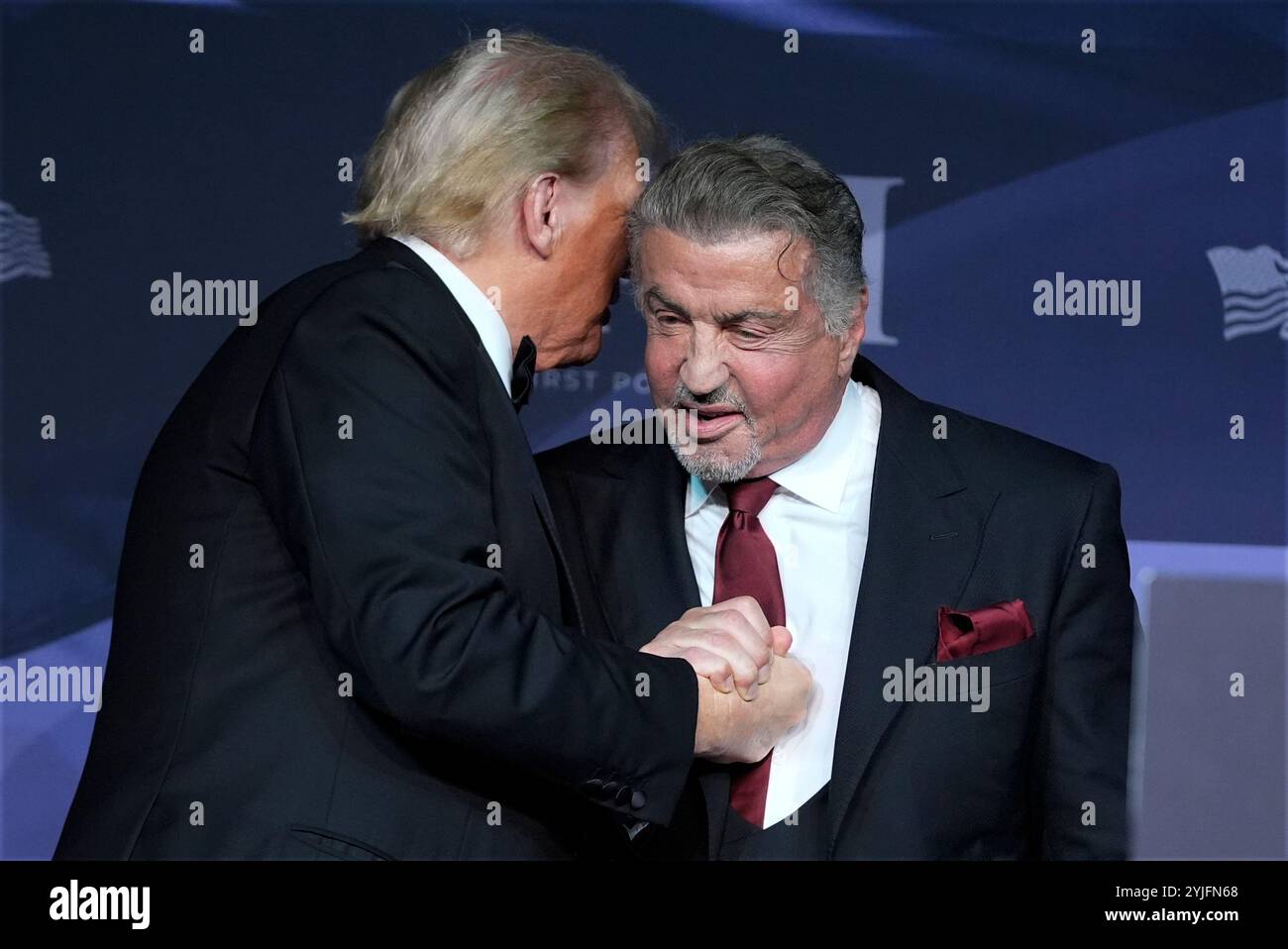 President-elect Donald Trump greets actor Sylvester Stallone during an ...