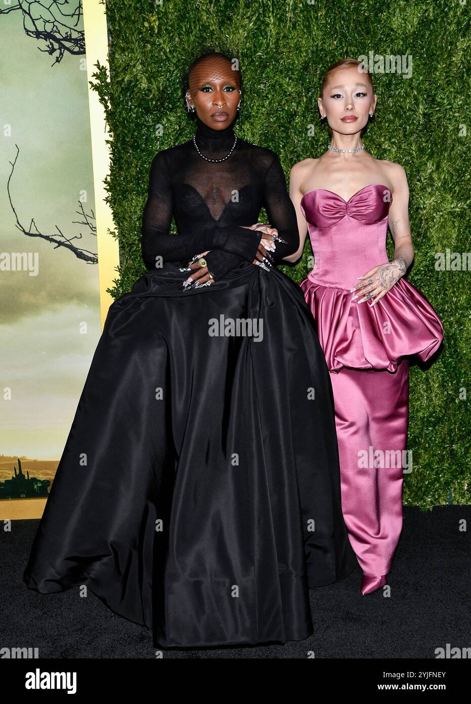 Cynthia Erivo, left, and Ariana Grande attend the premiere of "Wicked ...
