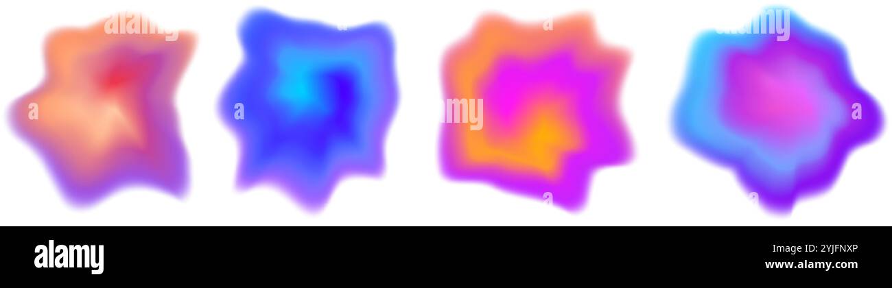 Bright colorful gradient blob collection. Liquid blur gradation background set. Iridescent ...